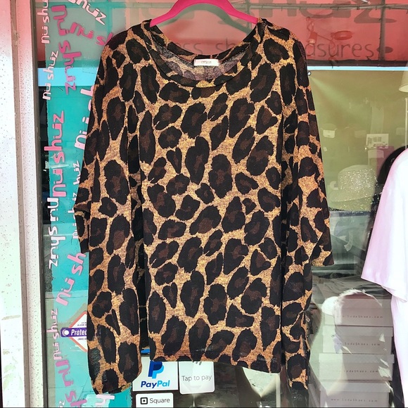 Cherish | Sweaters | Leopard Print Dolman Sleeve Asymmetrical Blouse ...